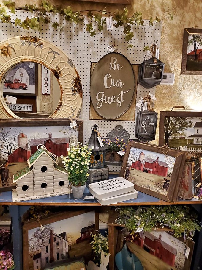 A farmhouse fantasy wall that Joanna Gaines would approve. "Be Our Guest" indeed—these rural-inspired pieces invite you into a simpler time.