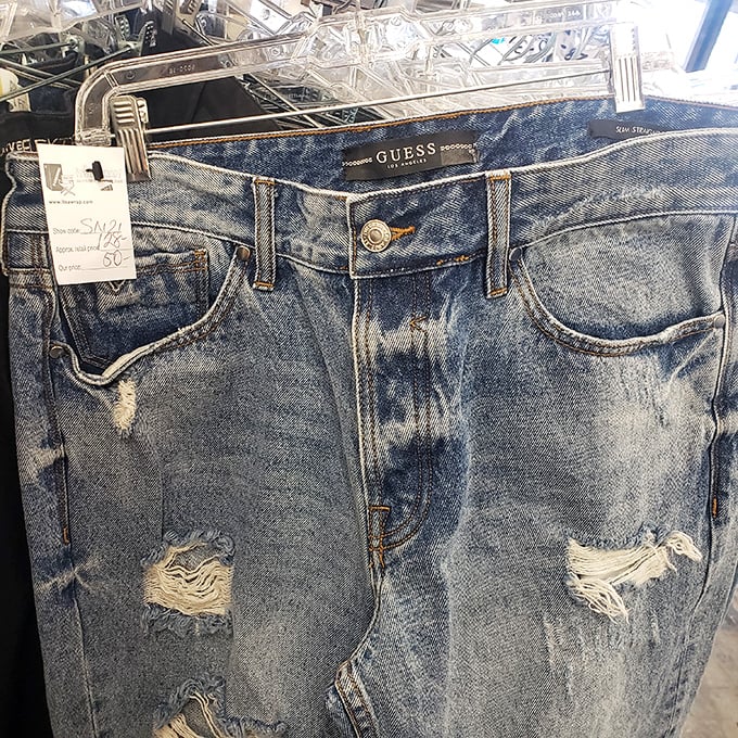 Designer denim with that perfectly distressed look – because sometimes the camera really does add character.