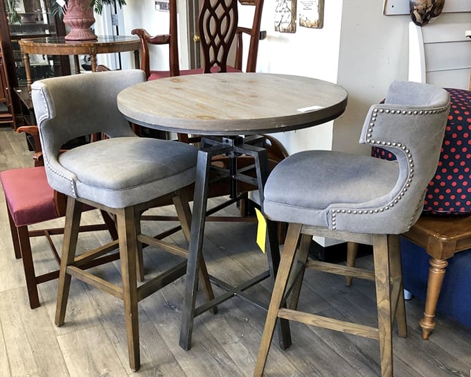This industrial-chic dining set isn't just furniture—it's the backdrop for future family game nights and lingering conversations over coffee.