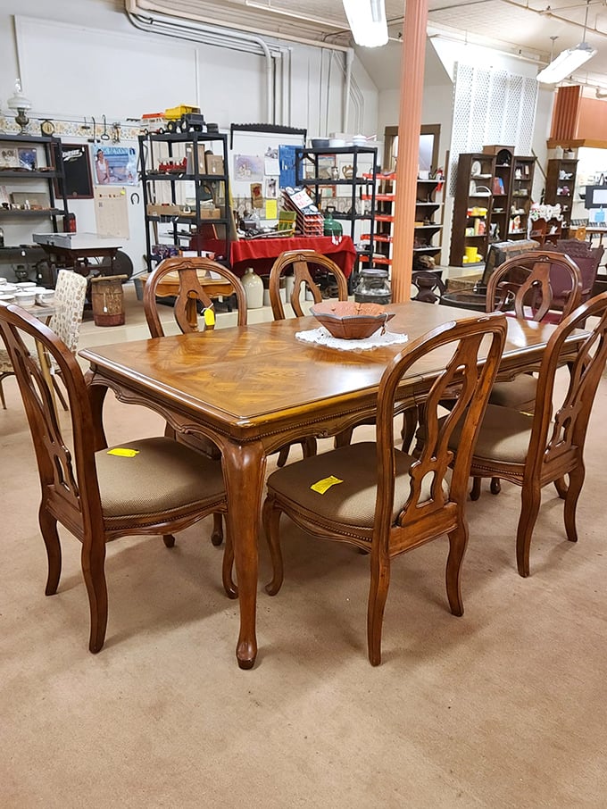 This dining set isn't just furniture—it's where a family once gathered for Sunday dinners. Imagine the conversations these chairs have heard!