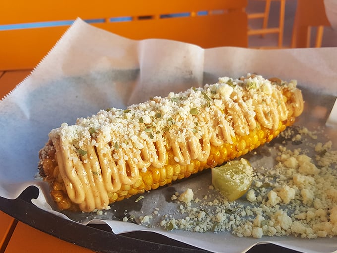 This isn't just elote – it's corn elevated to art form. Slathered with sauce and dusted with cheese, it's the supporting actor that steals the seafood show.