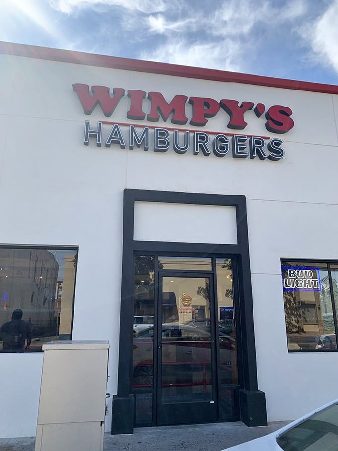 The entrance isn't just a doorway – it's a portal to a world where burgers reign supreme and hunger doesn't stand a chance.