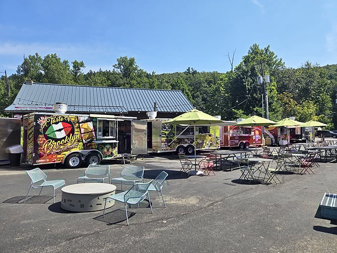 When shopping fatigue hits, these food trucks deliver a welcome respite—because bargain hunting burns calories that demand immediate replacement.