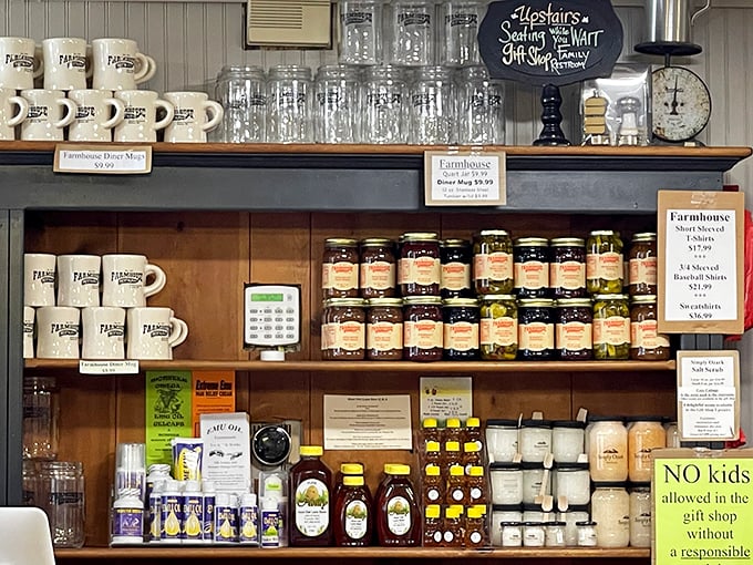The gift shop shelves offer jams, jellies, and souvenirs – edible memories to take home when your stomach is full but your heart isn't ready to leave.