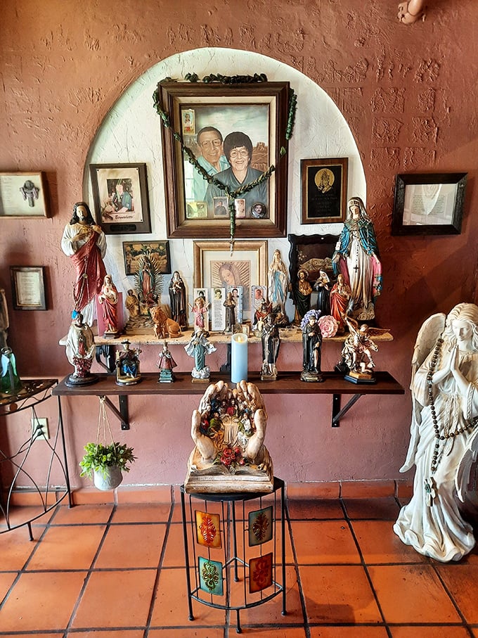 This isn't just restaurant decor—it's a family altar to tradition and faith. The religious icons watch over diners like culinary guardian angels ensuring authentic flavors.