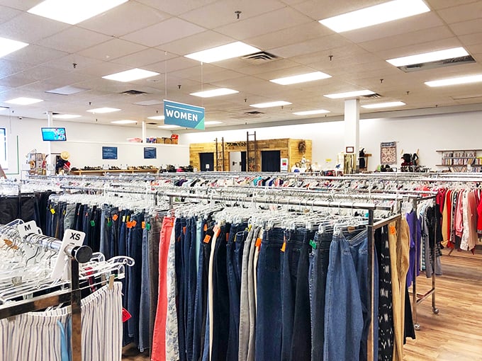 Denim dreams come true in the jeans section, where finding your perfect pair feels like winning the lottery – but costs less than lunch at a chain restaurant.