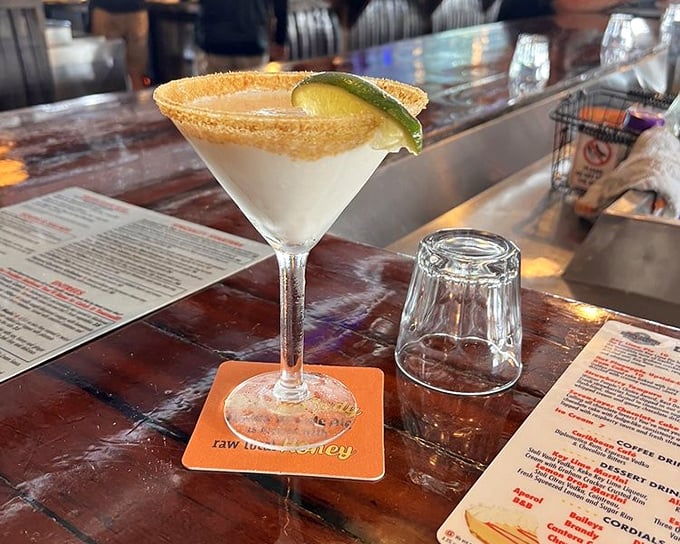 The key lime martini—Florida's answer to dessert in a glass—with its graham cracker rim standing guard around that sweet-tart paradise.