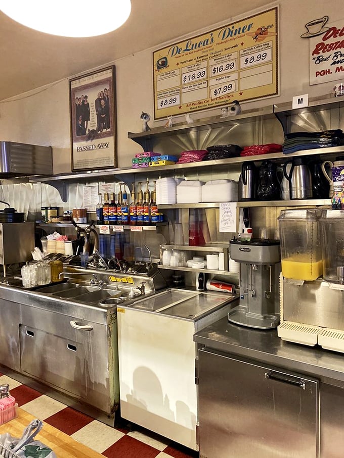 The kitchen setup hasn't changed much over the years—because when you've perfected breakfast, why mess with success?