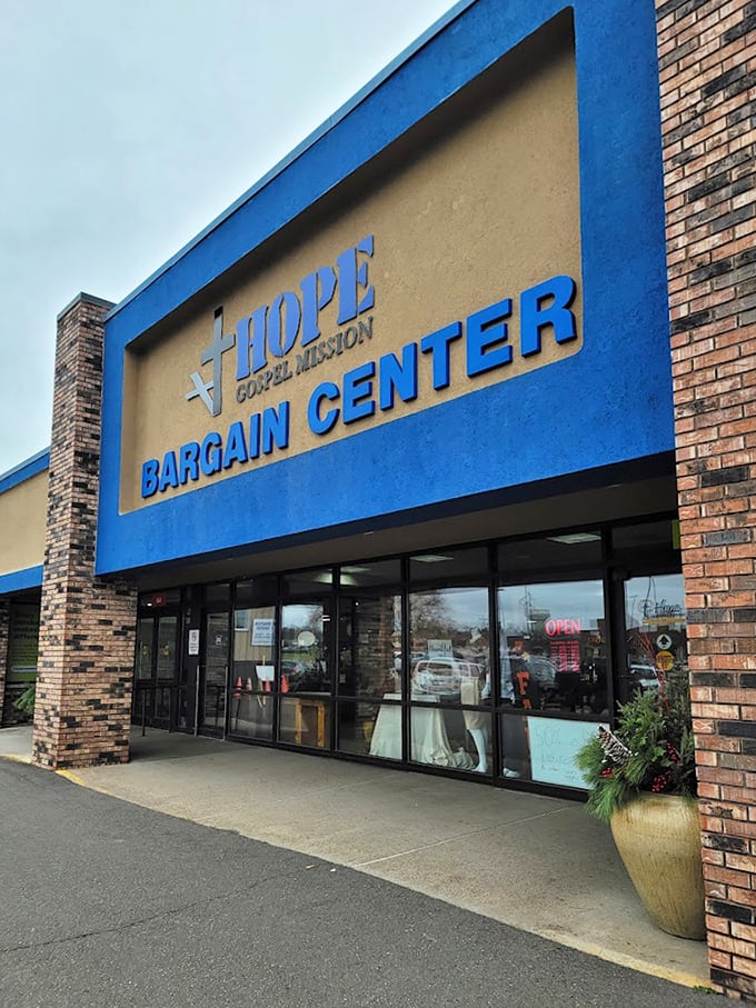 The iconic blue signage welcomes visitors with a promise—behind these doors, the thrill of the hunt meets the satisfaction of the bargain.