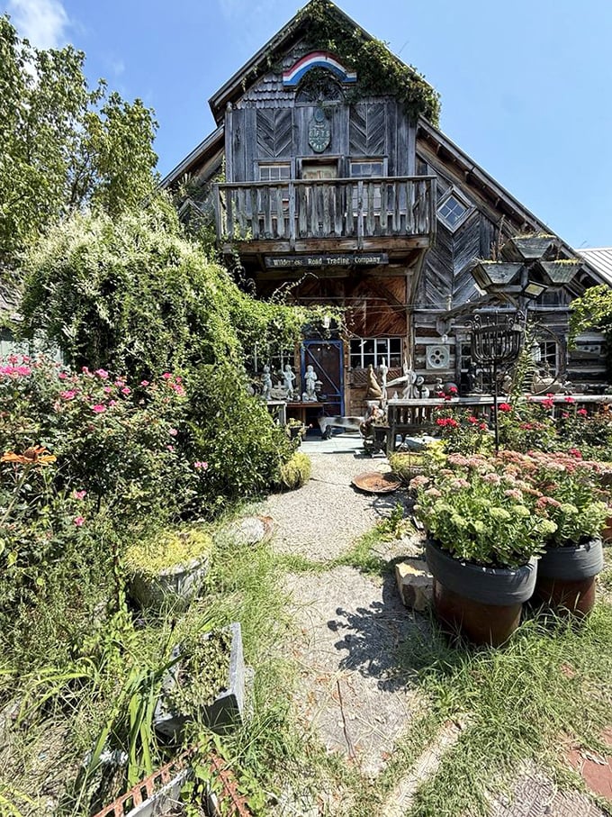 Gardens that look like they're straight out of a storybook. This path doesn't just lead to a rustic building—it's the yellow brick road to comfort food paradise.