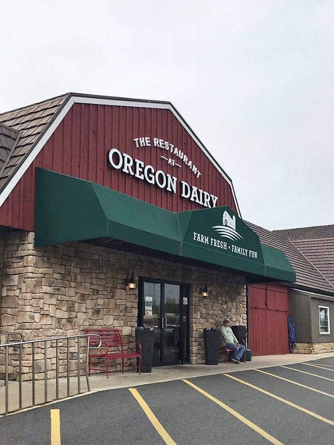 Even on cloudy days, the red barn exterior of Oregon Dairy Restaurant shines like a beacon of hope for empty stomachs. Farm-fresh isn't just a slogan—it's a way of life.