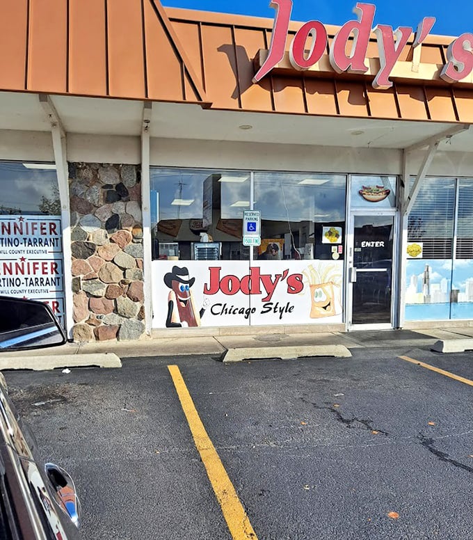 The exterior view that countless hungry visitors have gazed upon with hope and anticipation before experiencing hot dog nirvana.