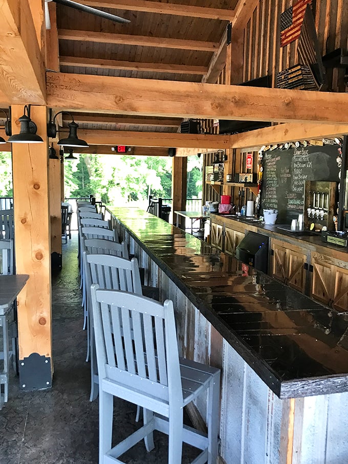 This outdoor bar setup transforms any evening into a perfect combination of fresh air and cold beverages.