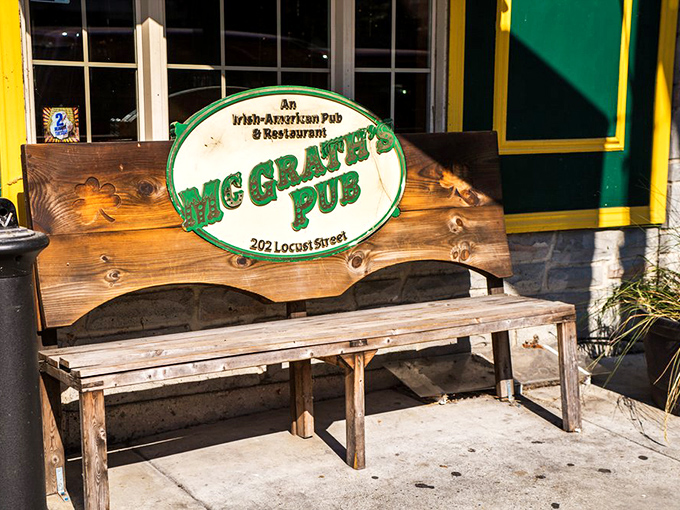 A bench that invites you to linger outside, contemplating whether you have room for one more pint or another round of those irresistible Scotch eggs.
