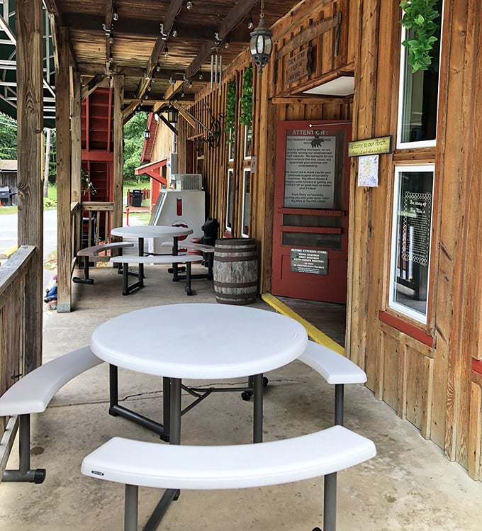The outdoor seating area offers mountain air with your meal – because cheesesteaks taste even better when enjoyed in nature's dining room.