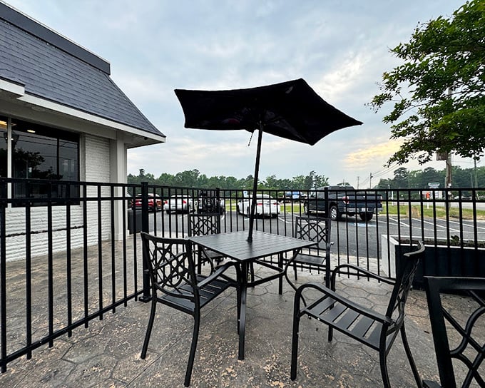 The outdoor seating area offers fresh air with your fresh food—a simple pleasure that enhances the whole experience.