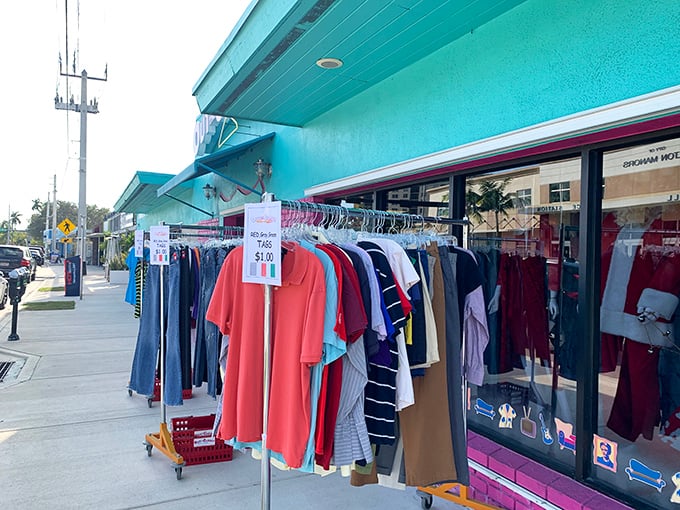 Even the sidewalk gets in on the action with outdoor racks offering $1 specials—because Florida's bargain hunting doesn't stop at the door.