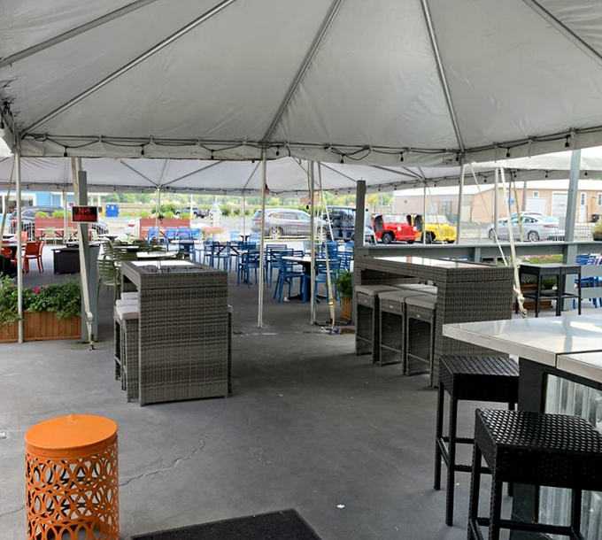 The outdoor seating area offers a breath of fresh air with your meal—perfect for those "too nice to be inside" Ohio days.