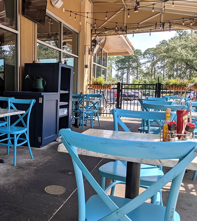Outdoor seating where the Florida sunshine is just a supporting actor to the real star of the show—whatever's on your plate.