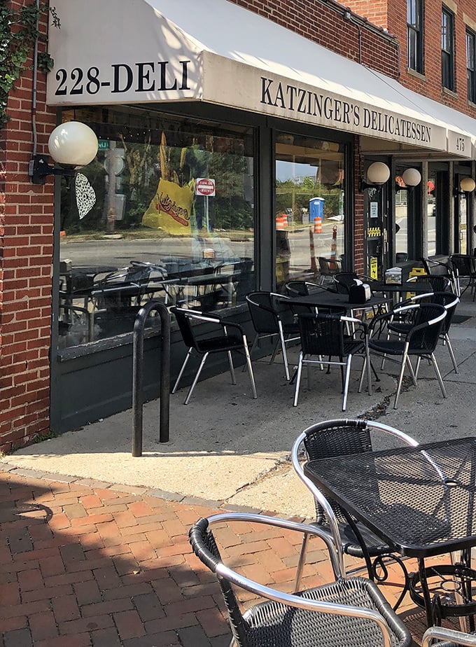 The awning proudly announces "228-DELI" – possibly the most important phone number in Columbus for the sandwich-obsessed.
