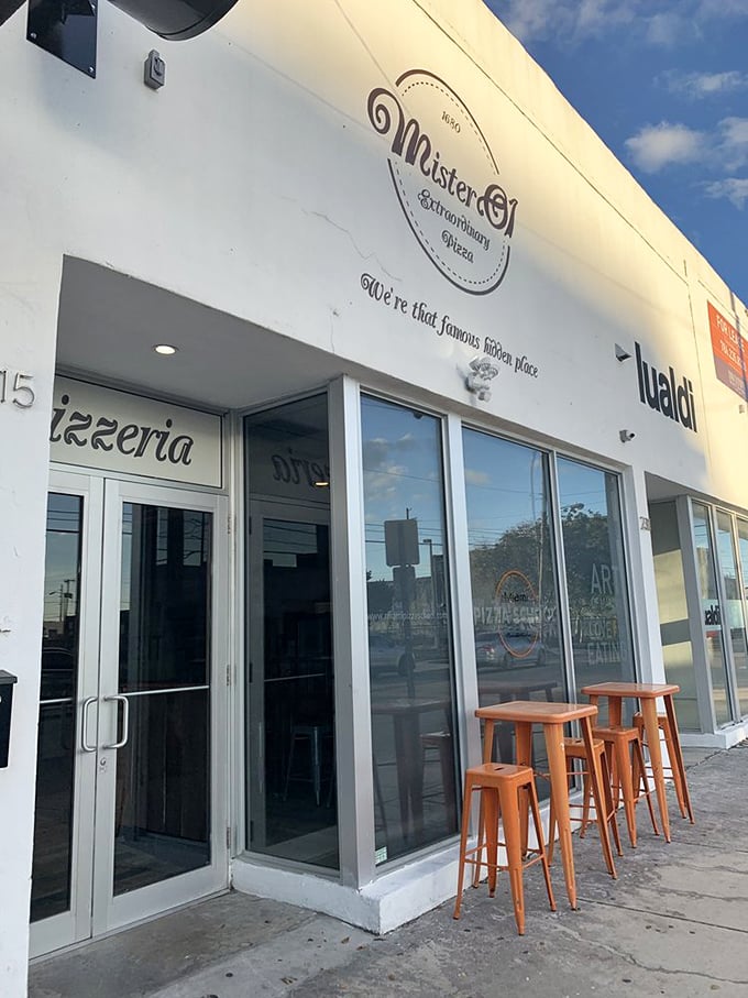 The exterior view shows Mister O1's humble facade—proof that sometimes the best culinary treasures aren't shouting for attention, they're quietly changing lives.