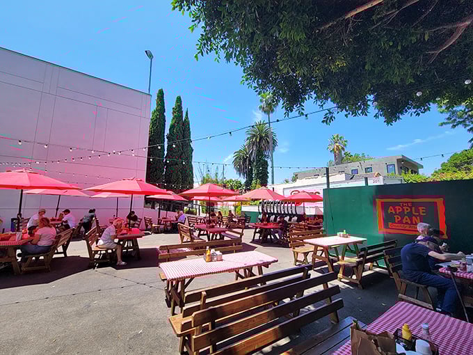 The outdoor seating area—a pandemic-era addition proving that even classics can adapt while keeping their soul intact.