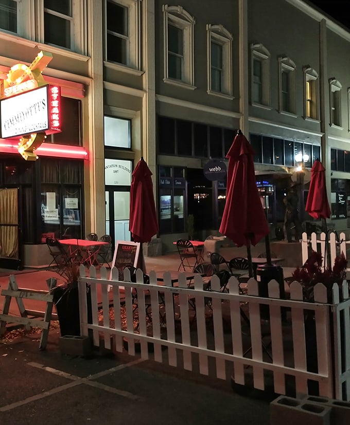 Even in cooler weather, the outdoor seating beckons with its small-town charm—front-row seats to Pendleton's historic Main Street.