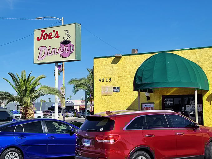 The cheerful yellow building with its green awning stands as a colorful counterpoint to Phoenix's desert palette—a landmark for hungry locals in the know.