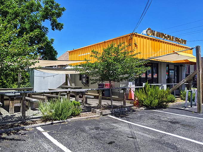 From the parking lot perspective, Handsome Biscuit's yellow exterior promises a golden experience inside. Some treasures don't need fancy packaging.