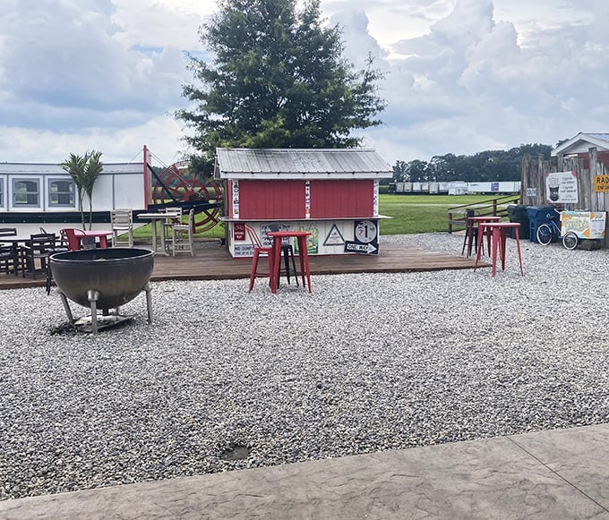 The outdoor area promises post-meal relaxation—because after consuming your weight in seafood, you might need a moment before the drive home.