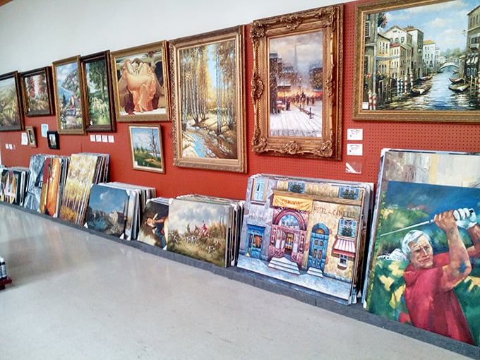 An art lover's paradise where landscapes, portraits, and that golfer in red compete for wall space in your home—and your spouse's patience.