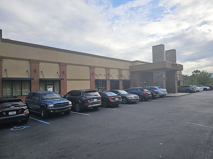 A full parking lot tells the real story—when locals line up their vehicles for a buffet, you know you've found the good stuff.