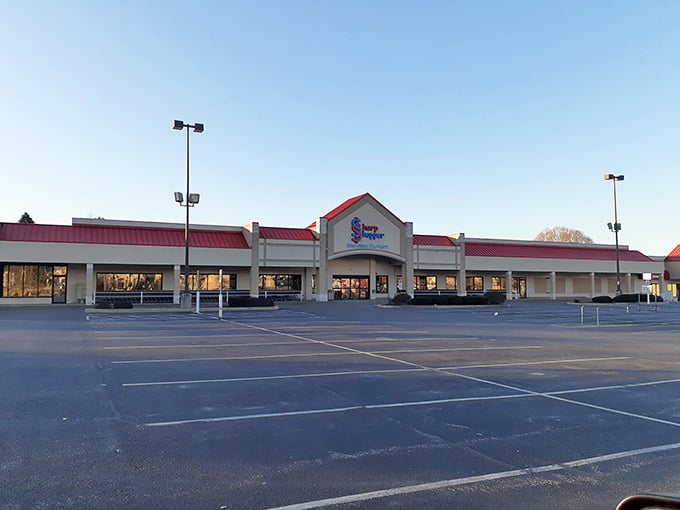 The parking lot: first stop on your journey to grocery enlightenment. Each empty space represents someone already inside discovering deals.
