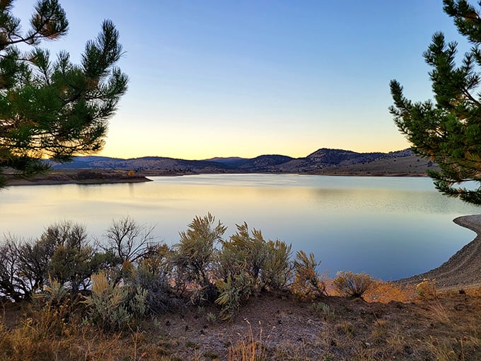 Twilight at Unity Lake – when the water goes still and you realize you haven't checked your phone in hours.