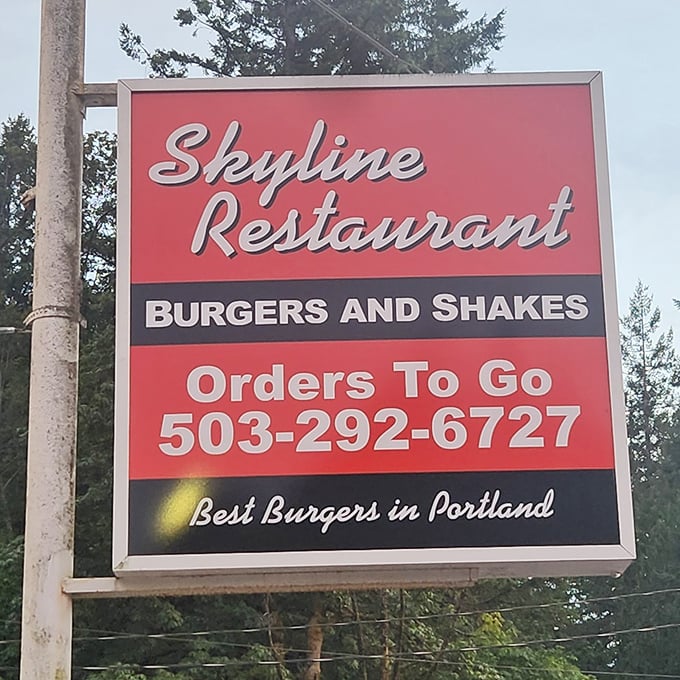 The sign says it all – "Best Burgers in Portland" isn't just a claim, it's a promise that generations of locals know is kept daily.