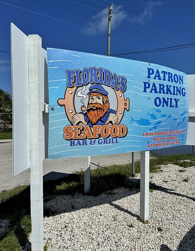 Even the parking sign captures the restaurant's personality – friendly but firm, just like the best Floridians.