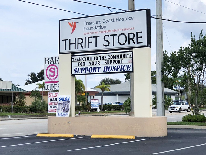 The sign says it all—shopping here isn't just retail therapy, it's actual therapy for those who need it most.