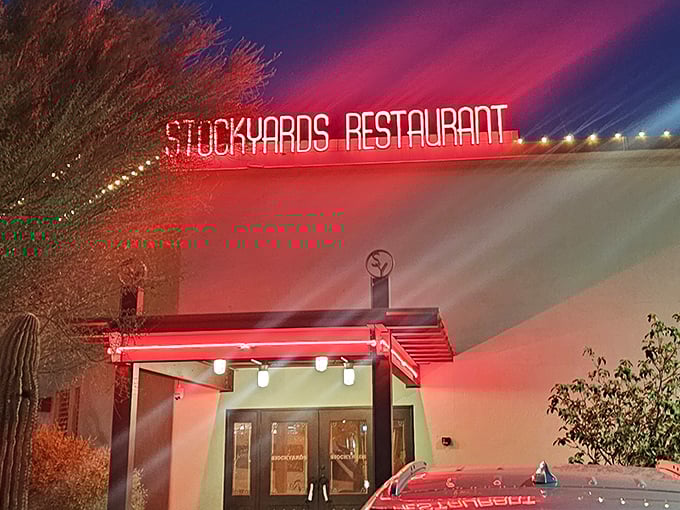Simple signage marks the entrance to what many consider Arizona's prime rib paradise.