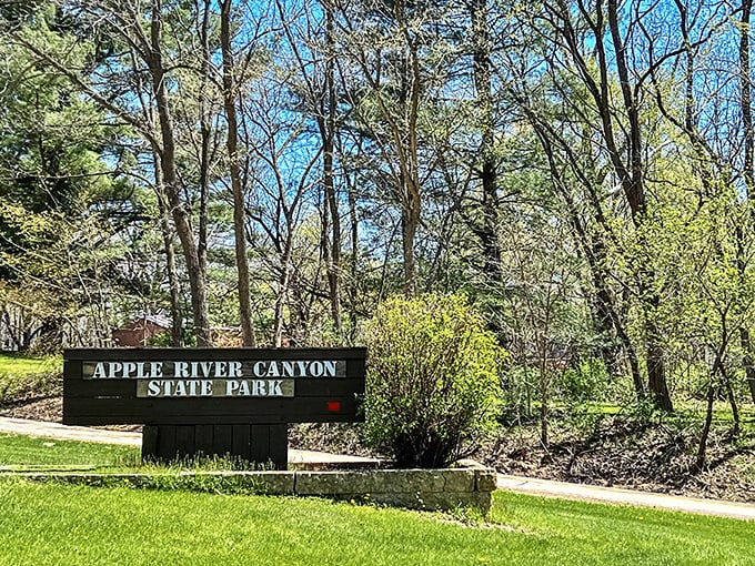 The park entrance sign doesn't shout—it simply announces you've arrived somewhere special, like the opening line of a great story.
