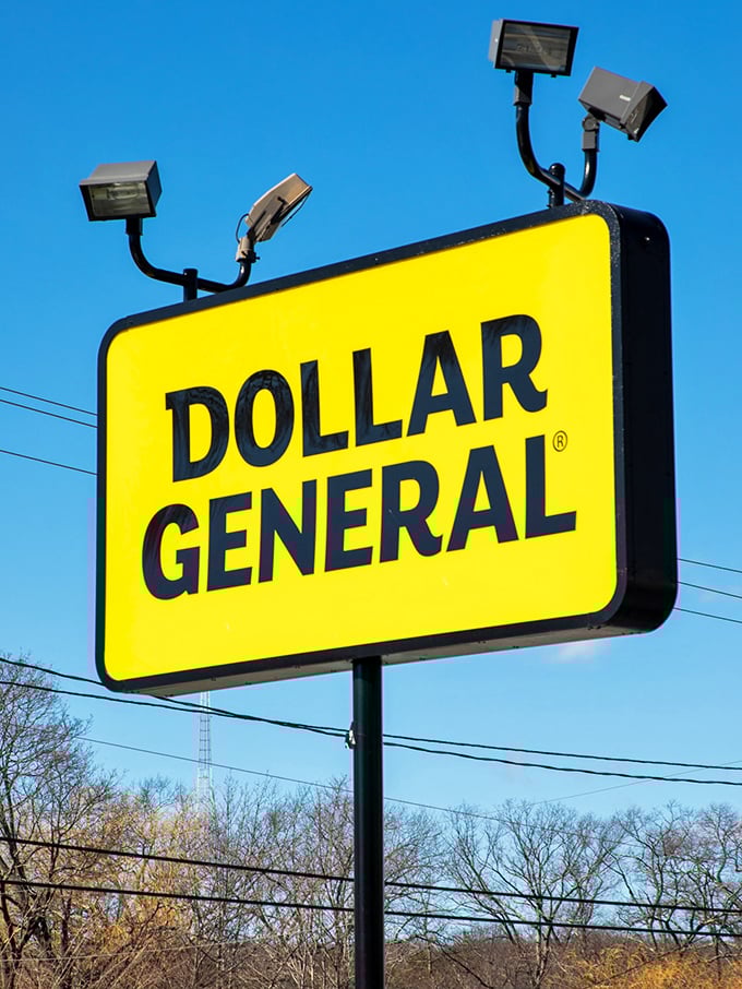 Against the Missouri sky, that yellow sign shines like retail optimism. Dollar General: where your wallet breathes a little easier.