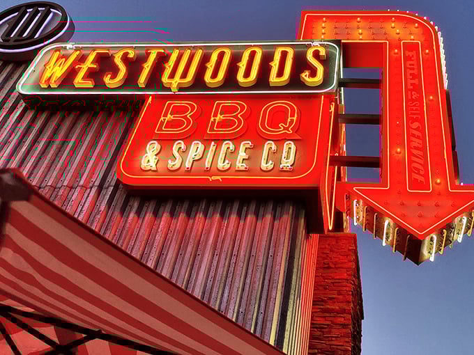 That classic neon sign beckons hungry souls from miles away – a beacon for serious barbecue pilgrims everywhere.