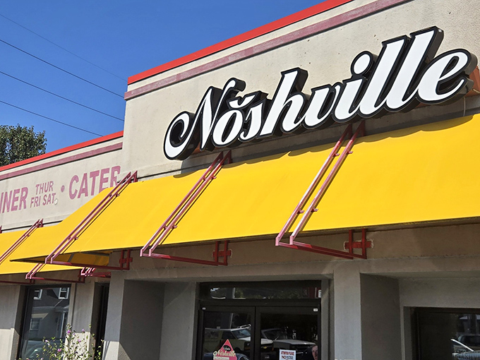 The name says it all – a perfect marriage of Nashville and nosh. That yellow awning is like a smile, welcoming hungry visitors to a slice of deli paradise.