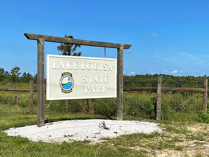 The gateway to 4,372 acres of "Old Florida" preserved just minutes from Mickey's kingdom. This unassuming sign marks the threshold between tourist Florida and natural Florida.