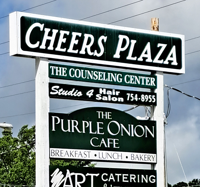 The sign that guides hungry travelers to their destination—like a lighthouse for those lost in a sea of chain restaurants.