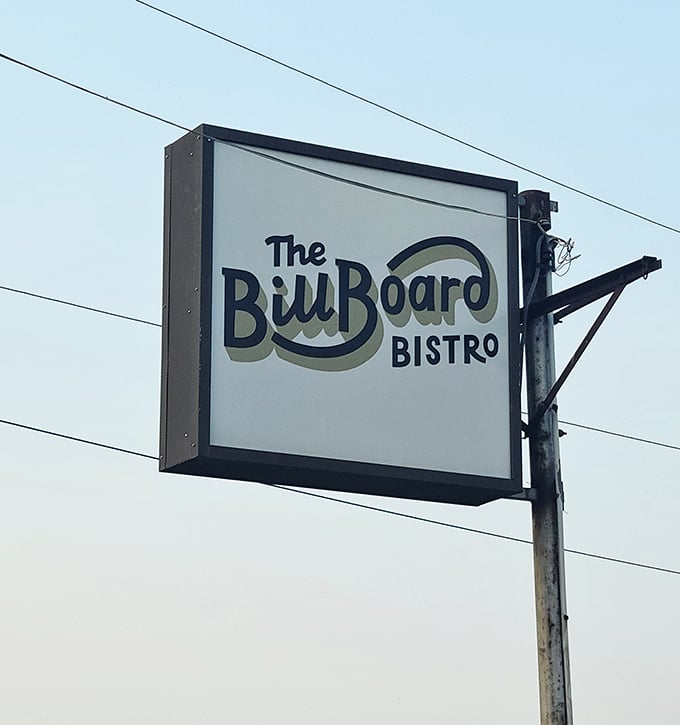 The simple, classic sign design speaks volumes: no need for fancy fonts when what awaits inside speaks for itself.