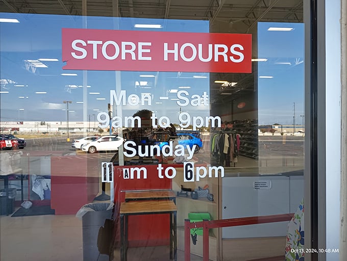 The hours of operation—a crucial piece of intel for serious thrifters planning their strategic strikes. The early bird catches the vintage concert tee.