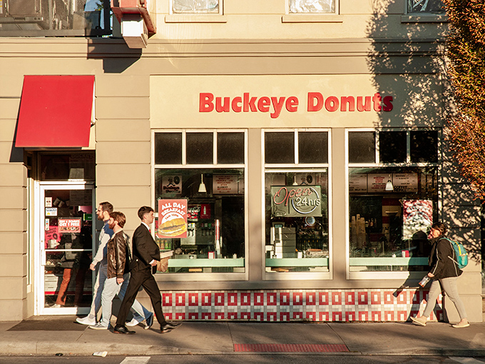A Columbus institution in the autumn light. Students passing by, perhaps unaware they're walking past memories they'll cherish decades later.