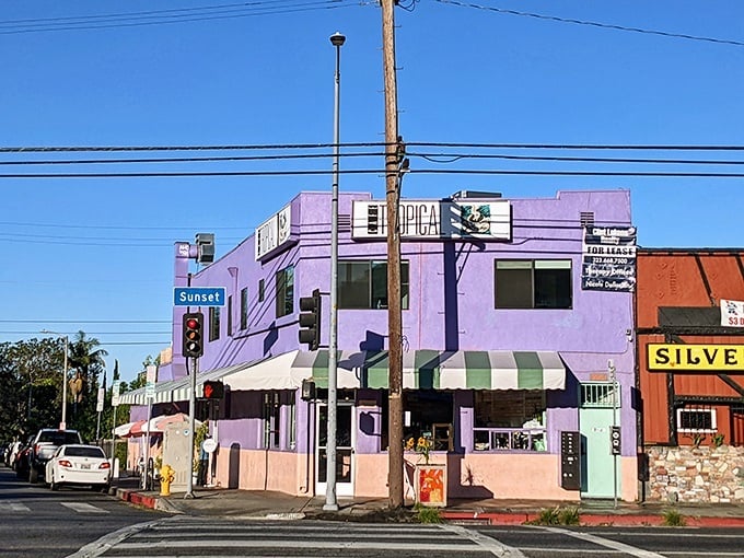The corner of Sunset Boulevard has never looked so inviting—a lavender landmark that's been feeding Silver Lake's soul for generations.