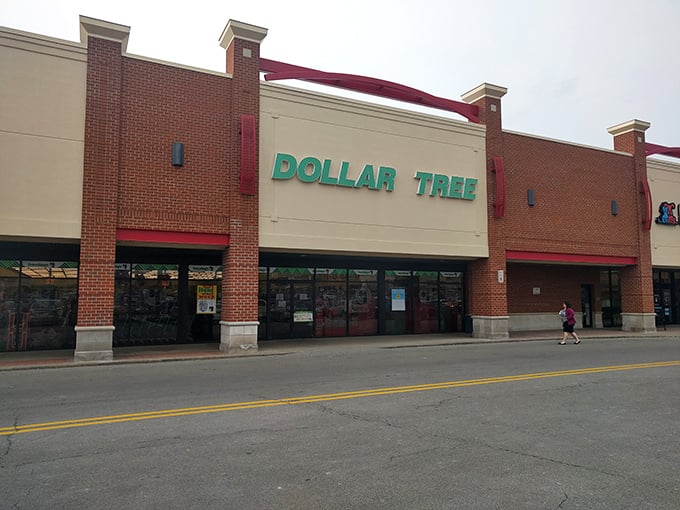The welcoming storefront stands ready for another day of budget-friendly retail therapy, its brick facade housing thousands of affordable treasures.