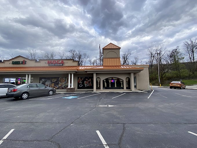 From this angle, Moca looks like any other suburban restaurant. Inside, it's anything but ordinary—the classic book-cover judgment lesson.